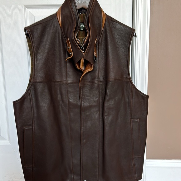 Orvis | Jackets & Coats | Orvis Trekker Shearling Vest Dark Bro Leather ...